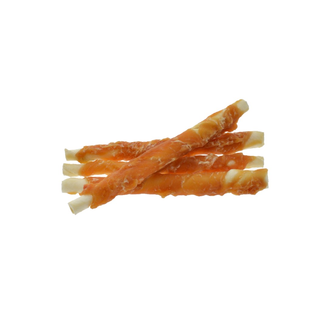 Rawhide stick met kip12cm Bulk - Wielink Dierenbenodigdheden